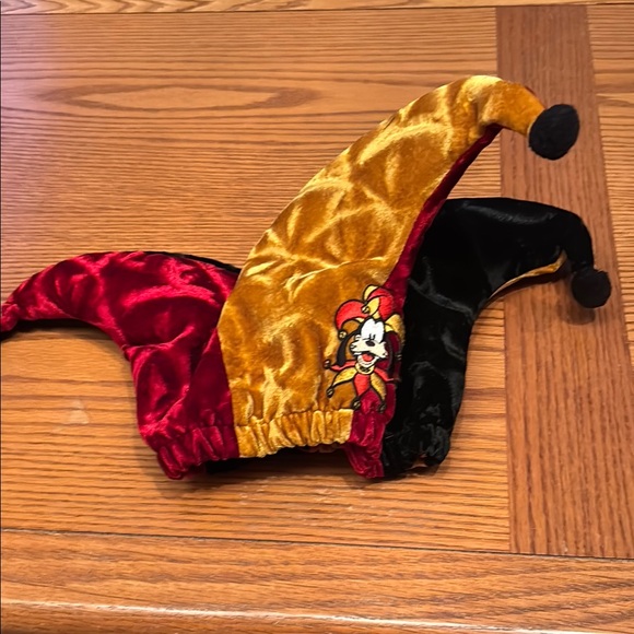 Disney | Accessories | Goofy Jester Hat In Red Gold And Black | Poshmark